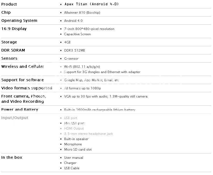 Apex Titan Tablet PC (Android 4.0) price in Pakistan at Symbios.PK